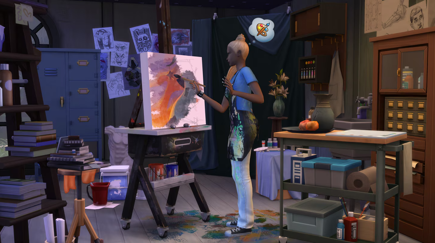 Creative Spaces in The Sims 4: Artist Studio Kit Build & Review – leekscosycorner